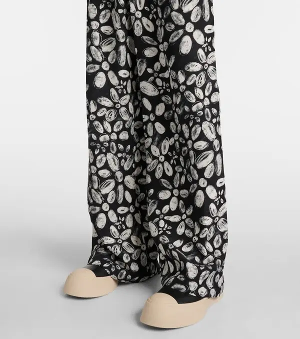 Marni Printed Wide-leg Pants - Black