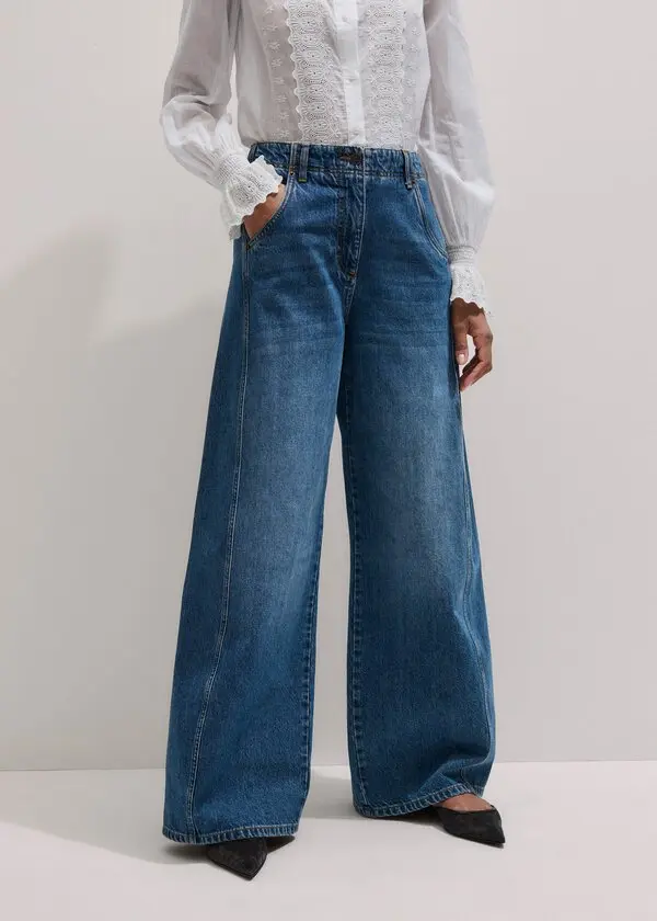 ME+EM Engineered Relaxed Jeans - Mid Blue Denim