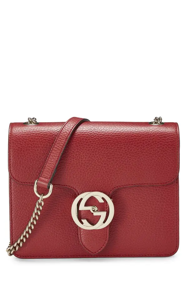 Gucci Leather Interlocking Crossbody - Red