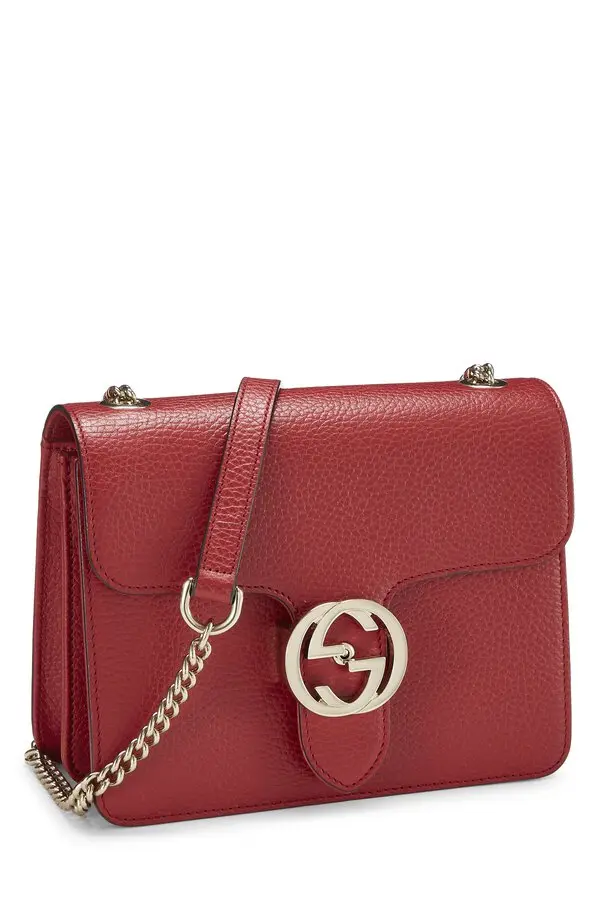 Gucci Leather Interlocking Crossbody - Red