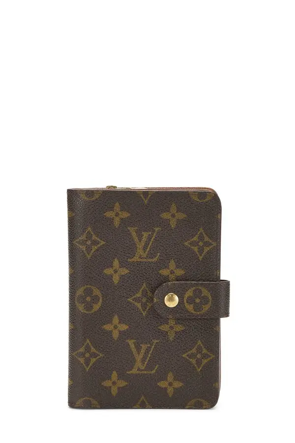 LOUIS VUITTON Monogram Canvas Porte Papier Zipper Wallet - Brown