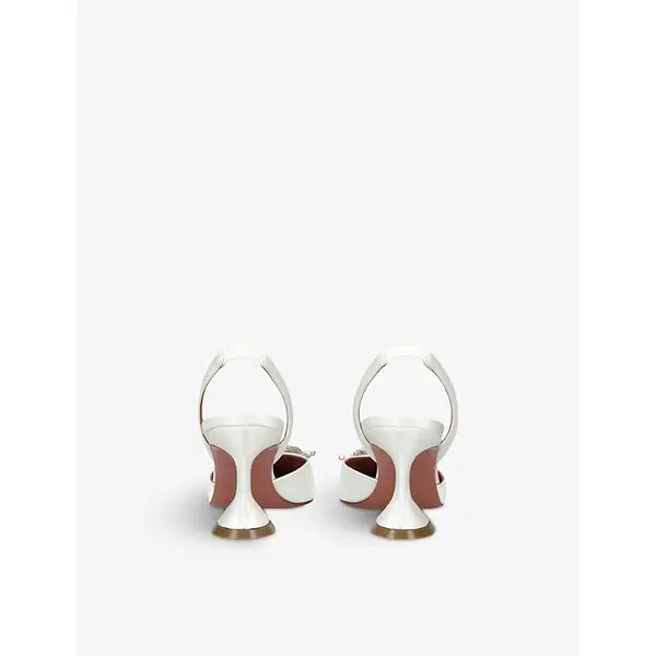 Amina Muaddi Begum Sling 70 Satin Heels - White