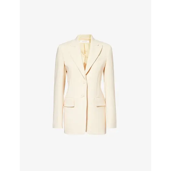 Sportmax Zermat Peak-Lapel Stretch-Wool Blazer In Vanilla