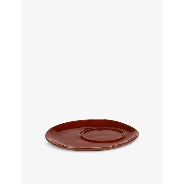 SERAX La Mère Asymmetric Stoneware Coffee Cup Saucer 14.5cm - Red