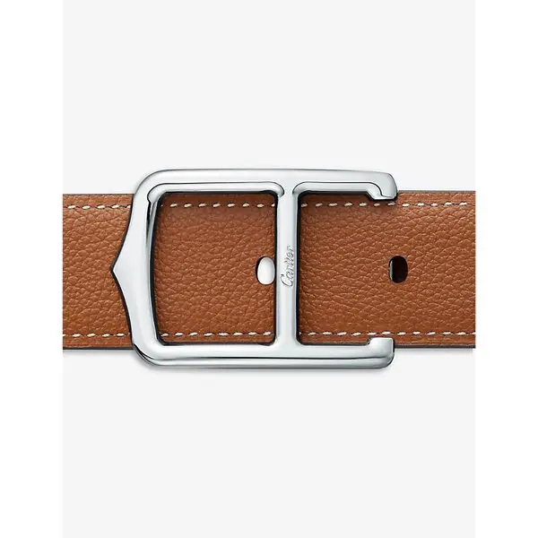 CARTIER Logo-embossed Grained Leather Belt