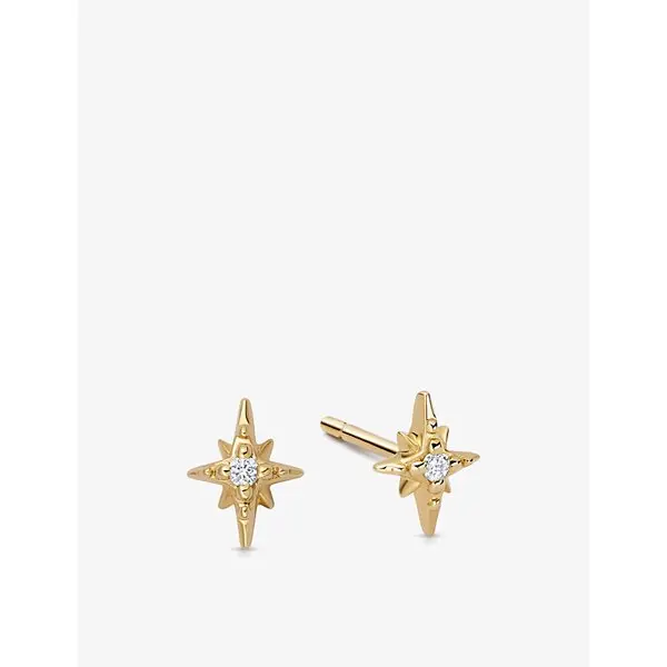 Astley Clarke North Star Diamond Stud Earrings - Solid Yellow Gold