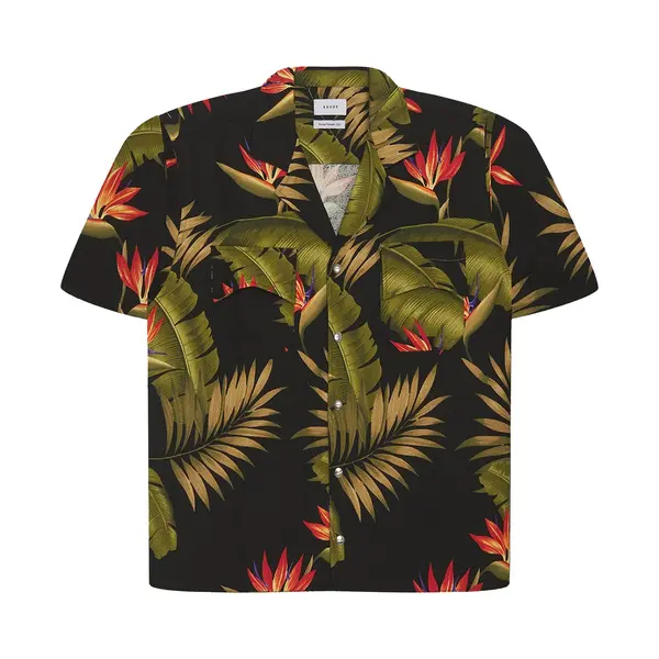 Rhude Snap Hawiian Shirt /green - Black