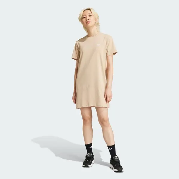 adidas dress beige ADIDAS WOMENS 3 Stripes Dress BEIGE – Tekkie Town main image 1