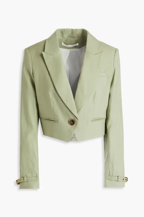 Veronica Beard Girard Cropped Linen-blend Blazer - Sage Green
