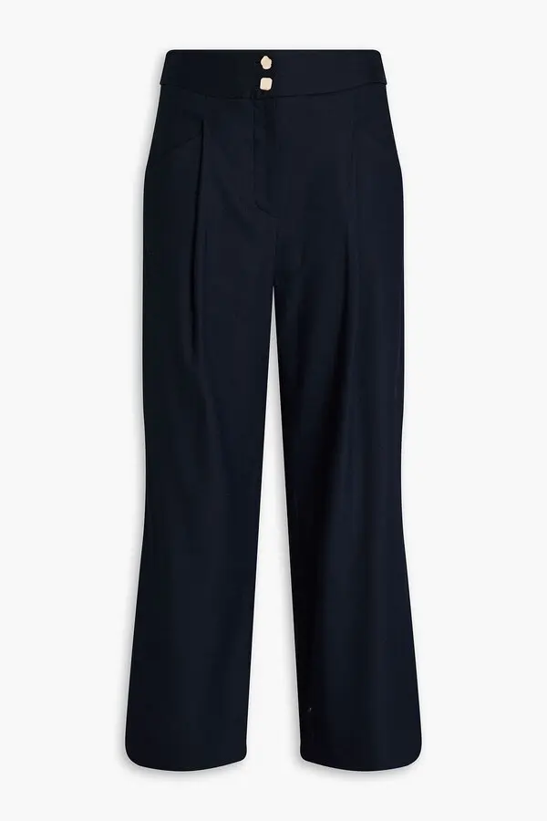 Veronica Beard Kuna Cropped Linen-blend Wide-leg Pants