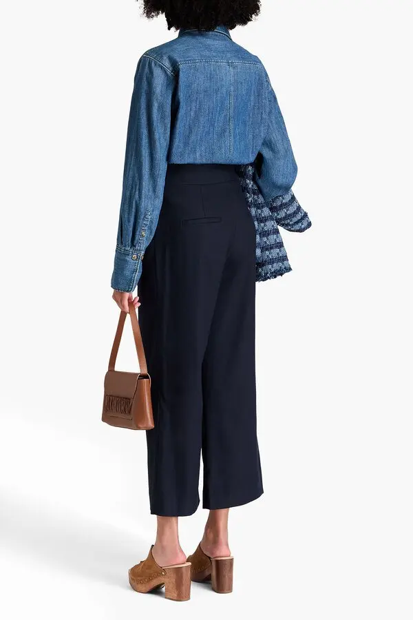 Veronica Beard Kuna Cropped Linen-blend Wide-leg Pants