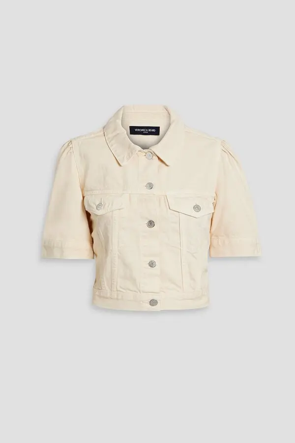 Veronica Beard Raina Cropped Denim Jacket - Cream