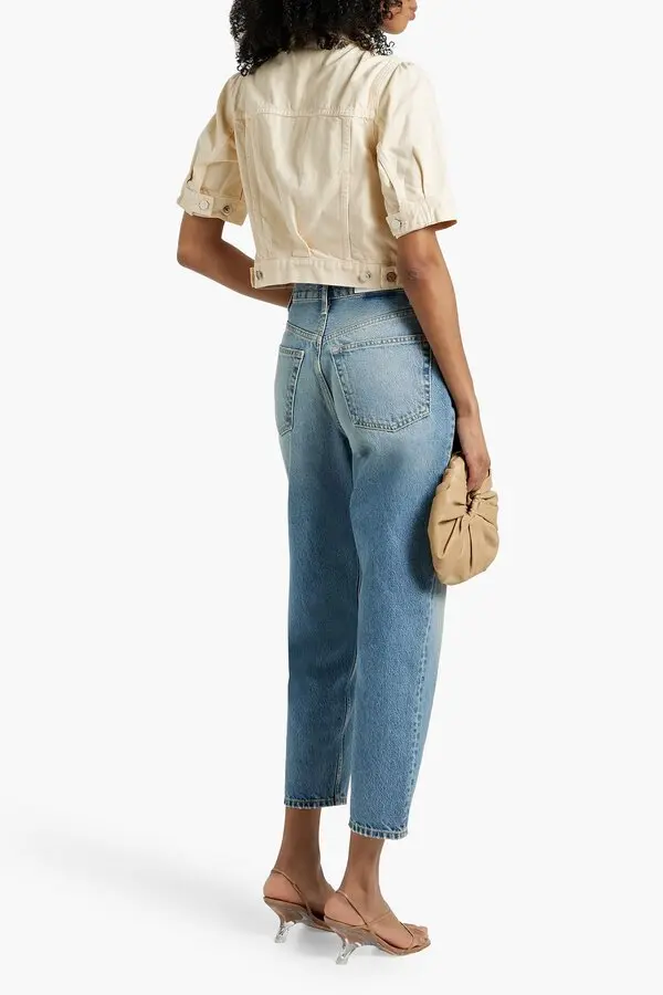 Veronica Beard Raina Cropped Denim Jacket - Cream