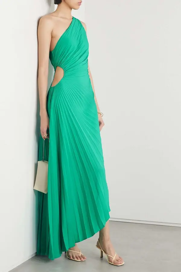 A.L.C. Delfina Asymmetric One-Shoulder Dress In Jade - 75% Off