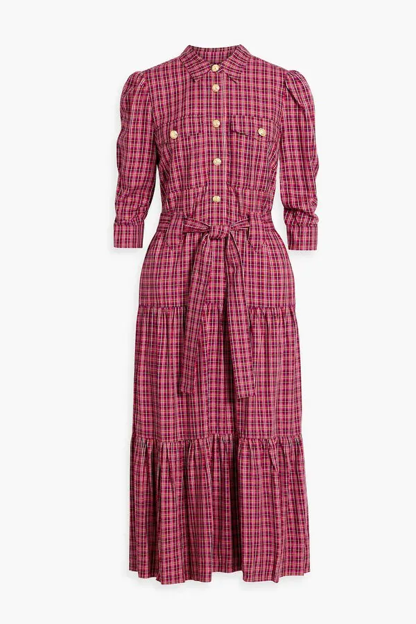 Derek Lam 10 Crosby Belted Checked Midi Dress