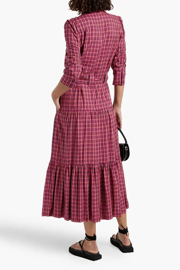 Derek Lam 10 Crosby Belted Checked Midi Dress