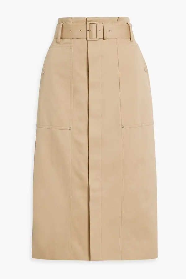 A.L.C. Maia Belted Cotton-twill Midi Skirt