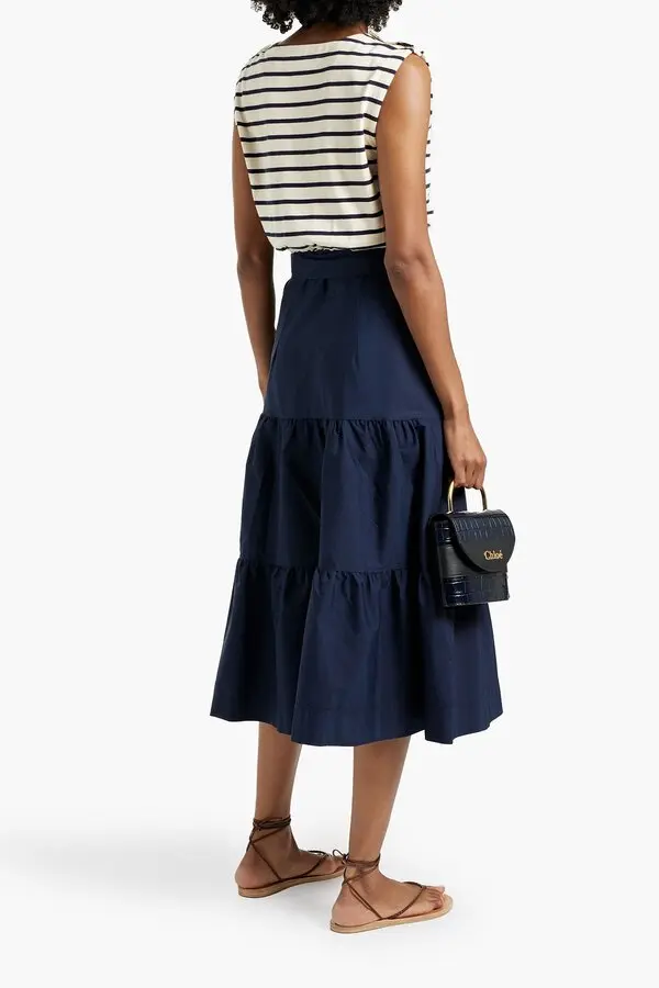 Veronica Beard Pazila Striped Cotton-jersey And Poplin Midi Dress