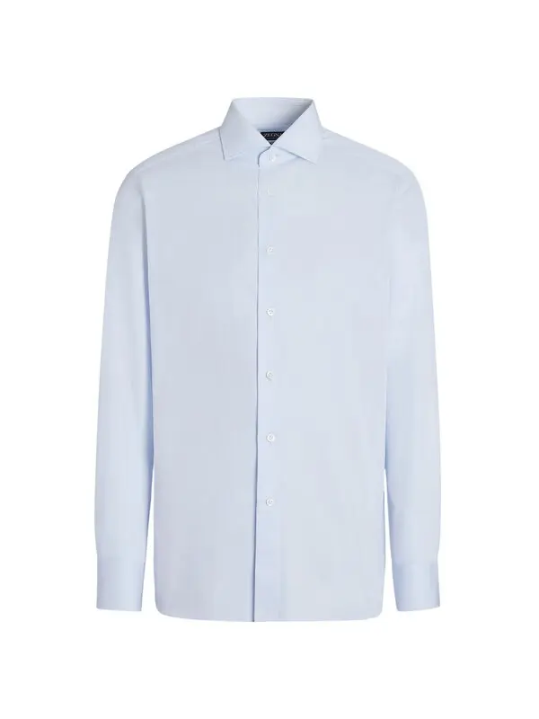 Zegna Micro-striped Centoventimila Cotton Shirt - Light Blue