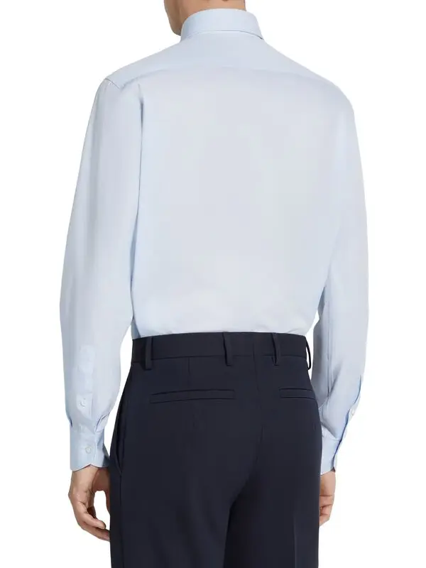 Zegna Micro-striped Centoventimila Cotton Shirt - Light Blue