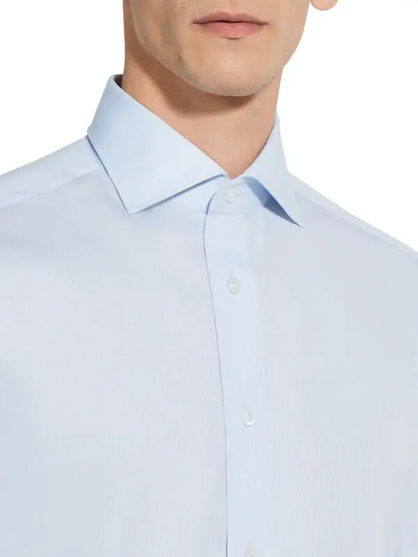 Zegna Micro-striped Centoventimila Cotton Shirt - Light Blue