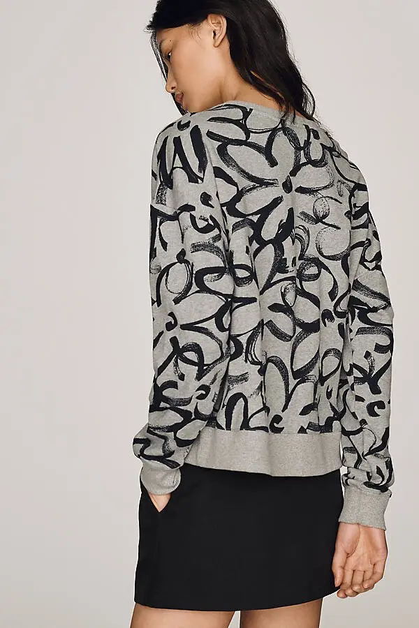 Maeve Sketchy Floral Cotton Sweatshirt