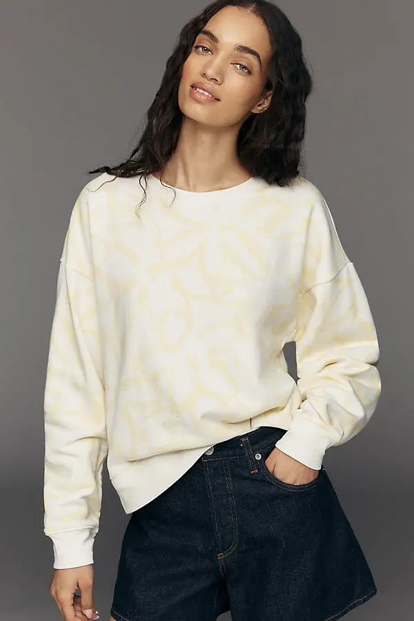 Maeve Floral Print Sweatshirt - Yellow