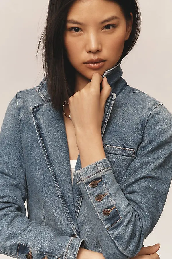DEAR JOHN Denim Blazer Jacket - Light Denim