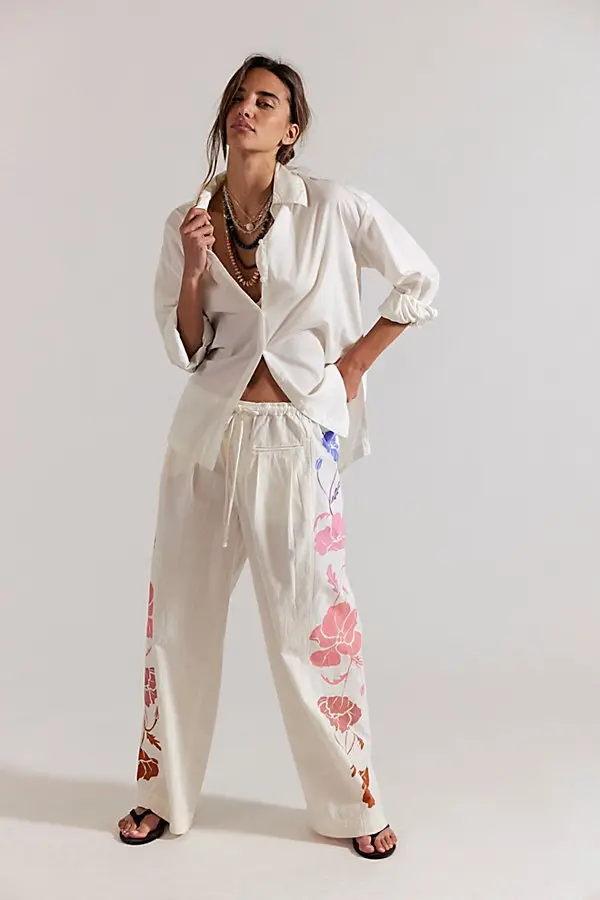 Free People Hudson Canyon Side Striped Pants - Sunset Combo