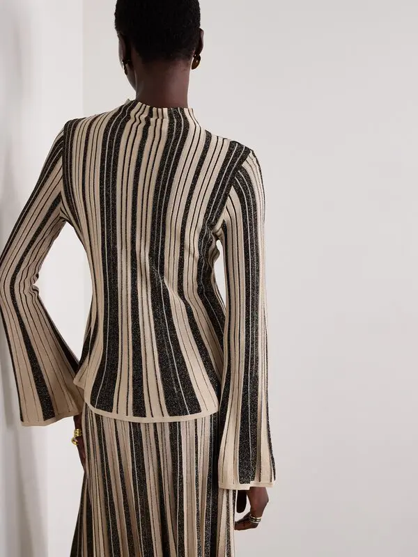 Zimmermann Striped Metallic Ribbed-knit Top