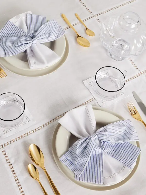 GOHAR WORLD Set Of Four Cotton-blend Jacquard Napkin Bows