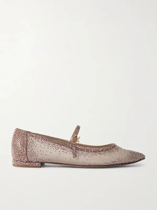 GIANVITO ROSSI Rania Crystal-embellished Ballet Flats