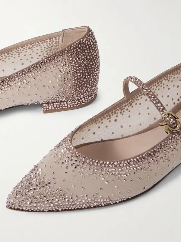 GIANVITO ROSSI Rania Crystal-embellished Ballet Flats