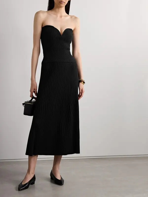 Altuzarra Lennon Strapless Ribbed-knit Bustier Top