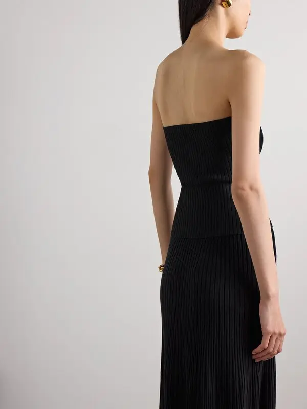 Altuzarra Lennon Strapless Ribbed-knit Bustier Top