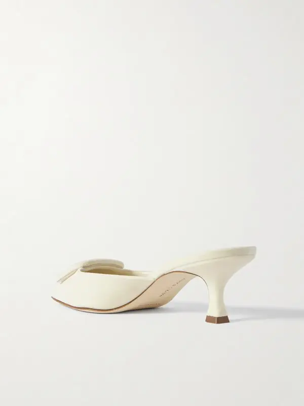 Manolo Blahnik Maysale 50 Buckled Velvet Mules - Neutrals
