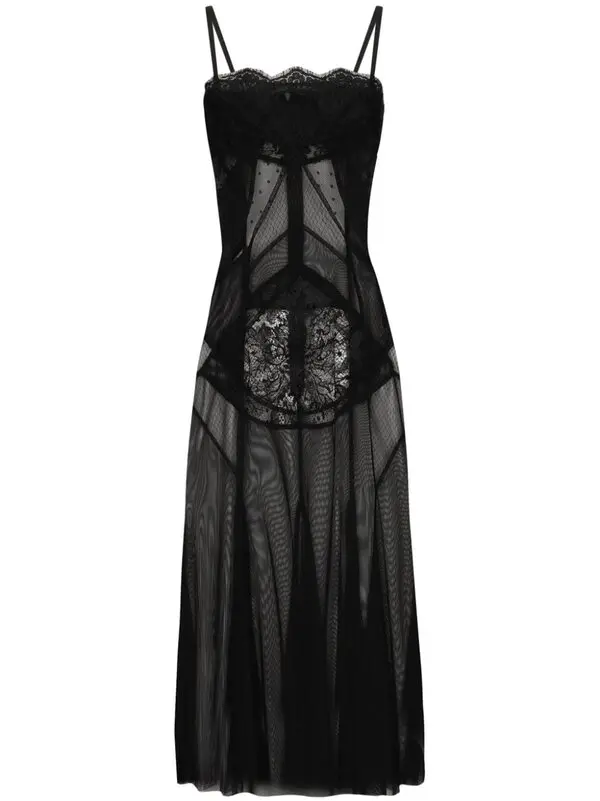 Dolce & Gabbana Semi-sheer Lace Dress - Black