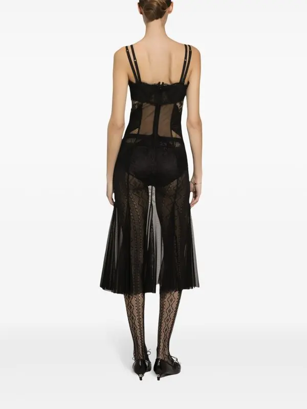 Dolce & Gabbana Semi-Sheer Lace Dress In Black | Editorialist