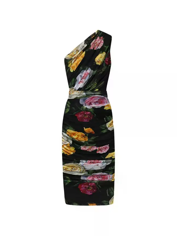 Dolce & Gabbana Layered-neck Midi Dress - Black