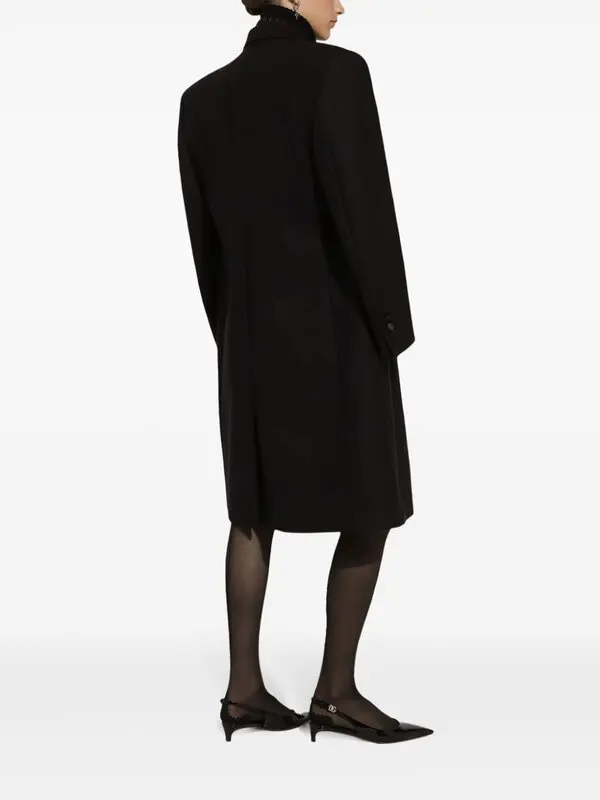 Dolce & Gabbana Pinstripe Wool Midi Skirt - Black