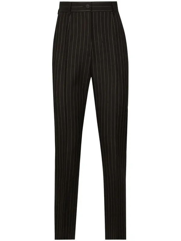 Dolce & Gabbana Tailored Pinstripe Wool Trousers - Black