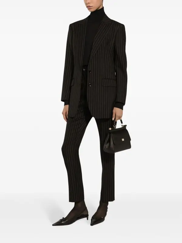 Dolce & Gabbana Tailored Pinstripe Wool Trousers - Black