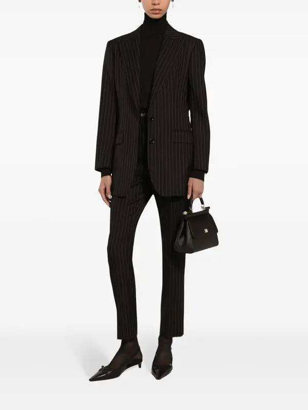 Dolce & Gabbana Tailored Pinstripe Wool Trousers - Black
