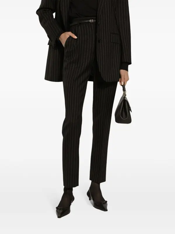Dolce & Gabbana Tailored Pinstripe Wool Trousers - Black