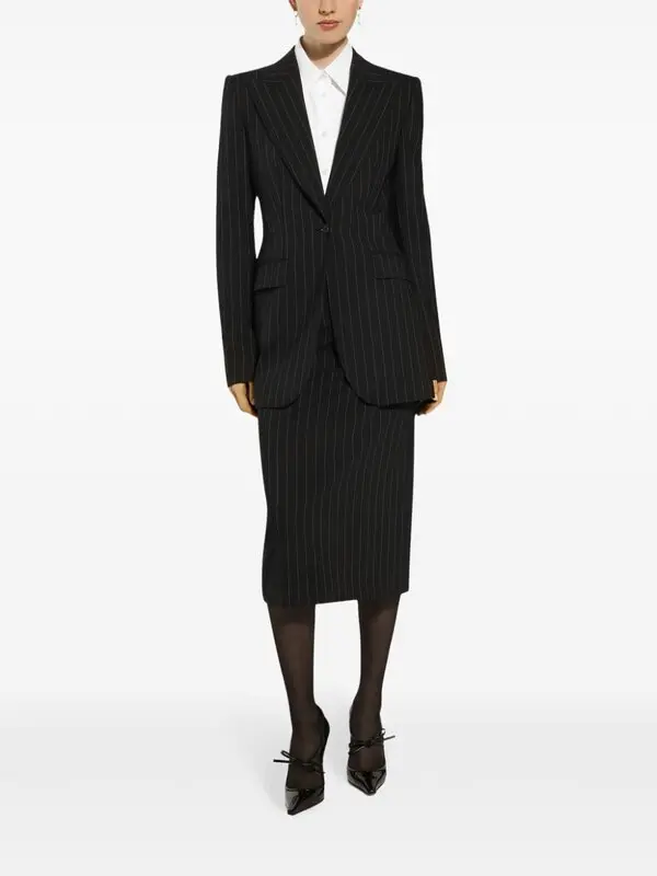 Dolce & Gabbana Pinstriped Calf-length Skirt - Black