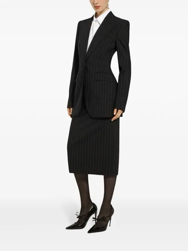 Dolce & Gabbana Pinstriped Calf-length Skirt - Black