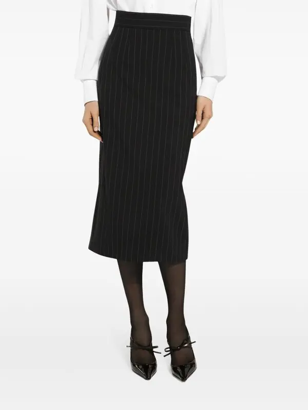 Dolce & Gabbana Pinstriped Calf-length Skirt - Black
