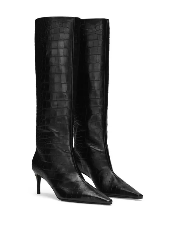 Dolce & Gabbana Crocodile-embossed Leather Boots