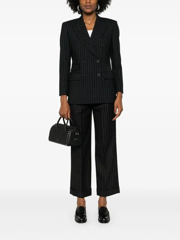 Sandro Pinstriped Double-breasted Blazer - Black