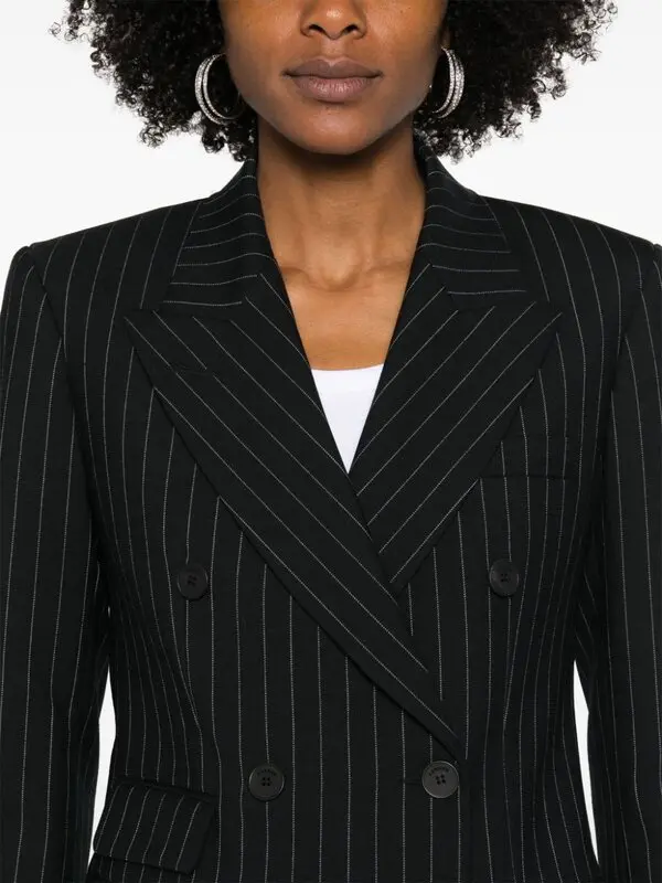 Sandro Pinstriped Double-breasted Blazer - Black